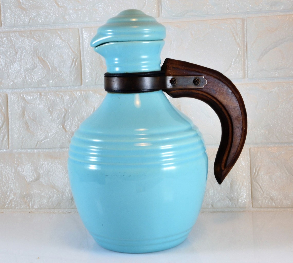 Pacific Pottery Carafe Pitcher W/ Lid 438 Aqua Turquoise Color ...