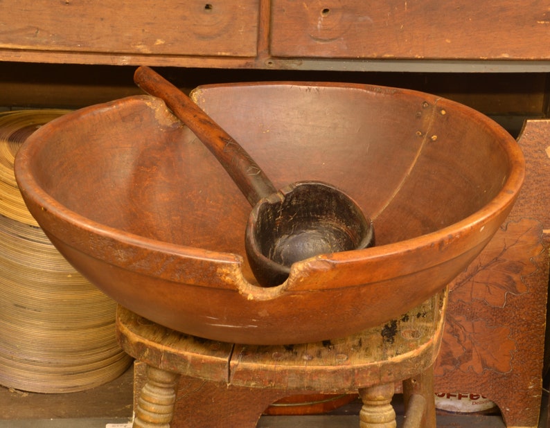 Treenware Bowl Burl Wood Ladle Early 19th Century American - Etsy