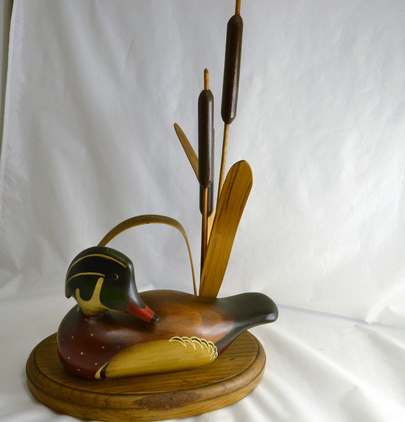 Duck Decoy Carved Wood Cattail Sculpture Artist Michael Wilson - Etsy