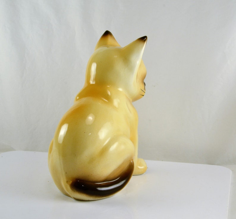 Siamese Cat Kitten Figurine Ceramic Pottery Piercing Blue Eyes Over 6 ...