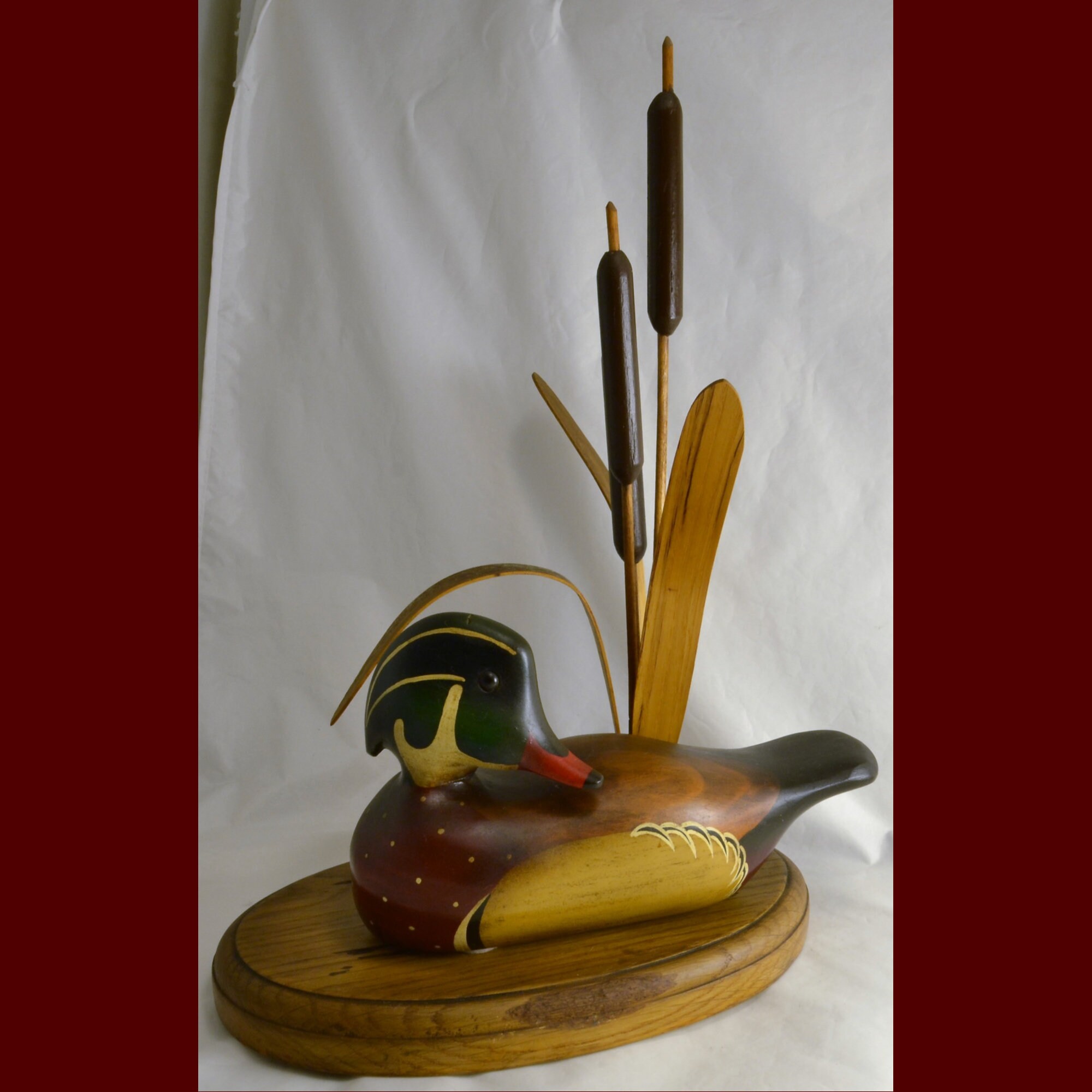 Duck Decoy Carved Wood Cattail Sculpture Artist Michael Wilson | Etsy