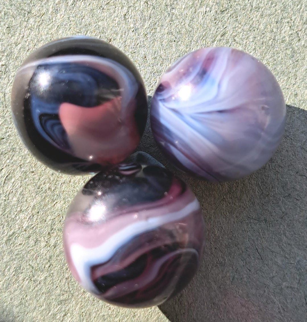 3 Purple Slag Glass Marbles Minty Akro Agate Toy - Etsy