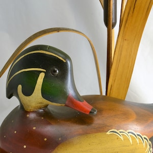 Duck Decoy Carved Wood Cattail Sculpture Artist Michael Wilson Stamped ...