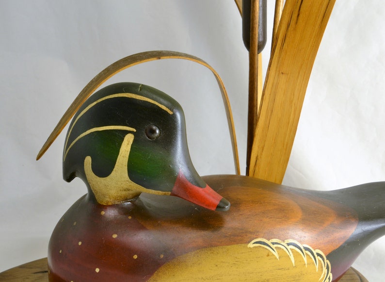 Duck Decoy Carved Wood Cattail Sculpture Artist Michael Wilson - Etsy