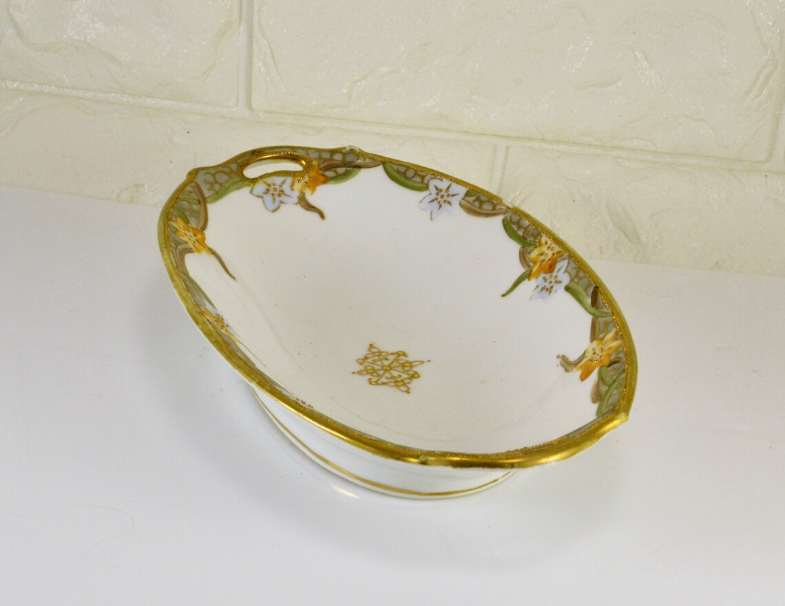 Nippon Hand Painted Handled Serving Dish Oval 8 Inches Long | Etsy