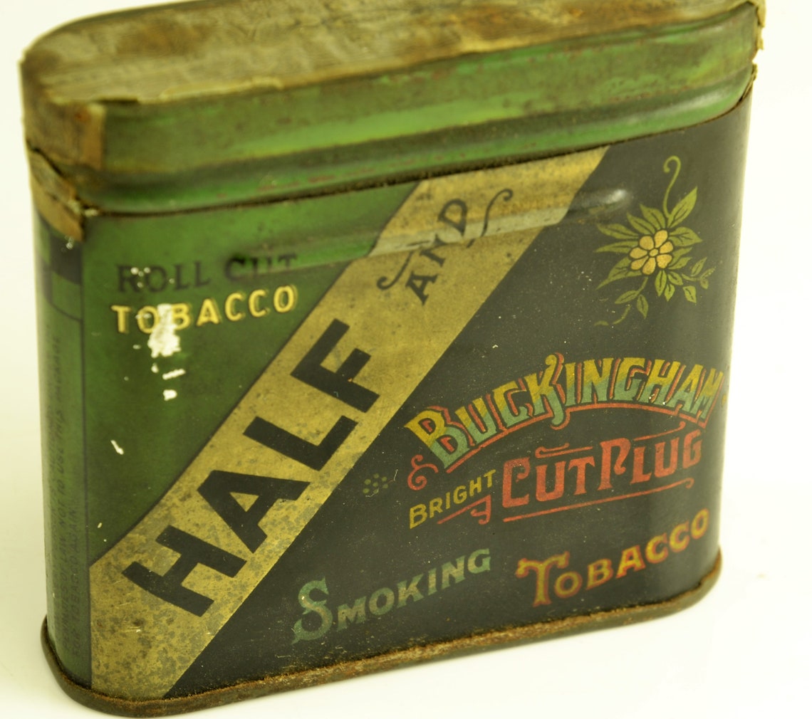 Tobacco Tin 1930s Buckingham Cut Plug Vintage Half Container Old Store ...