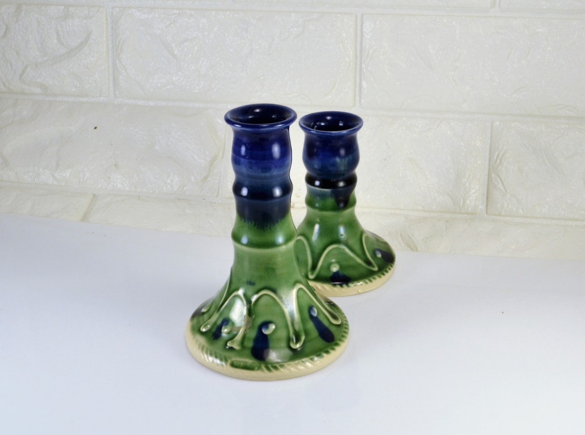 2 Candlestick Holders Ireland Castle Arch Pottery Kilkenny - Etsy