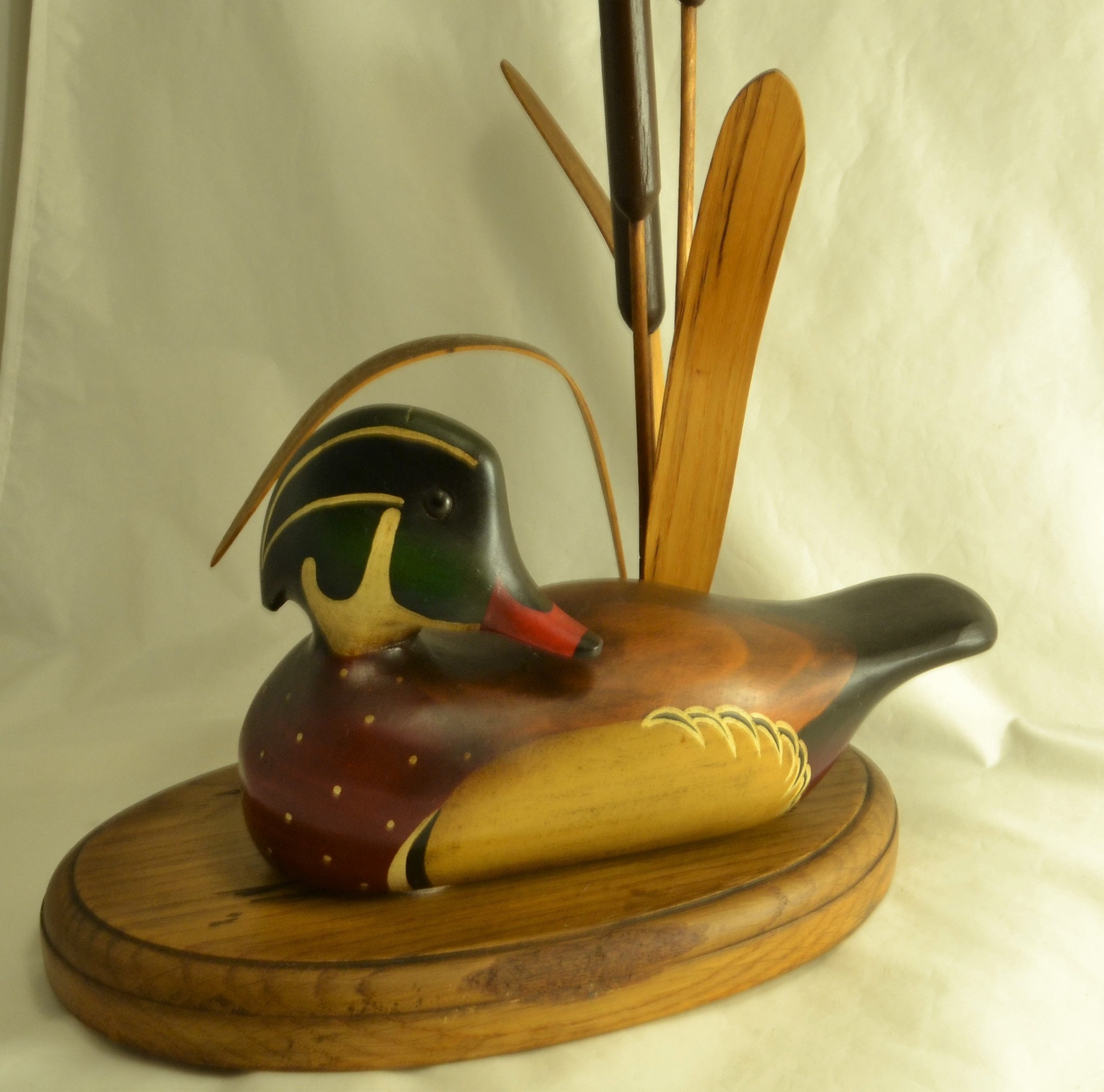 Duck Decoy Carved Wood Cattail Sculpture Artist Michael Wilson - Etsy