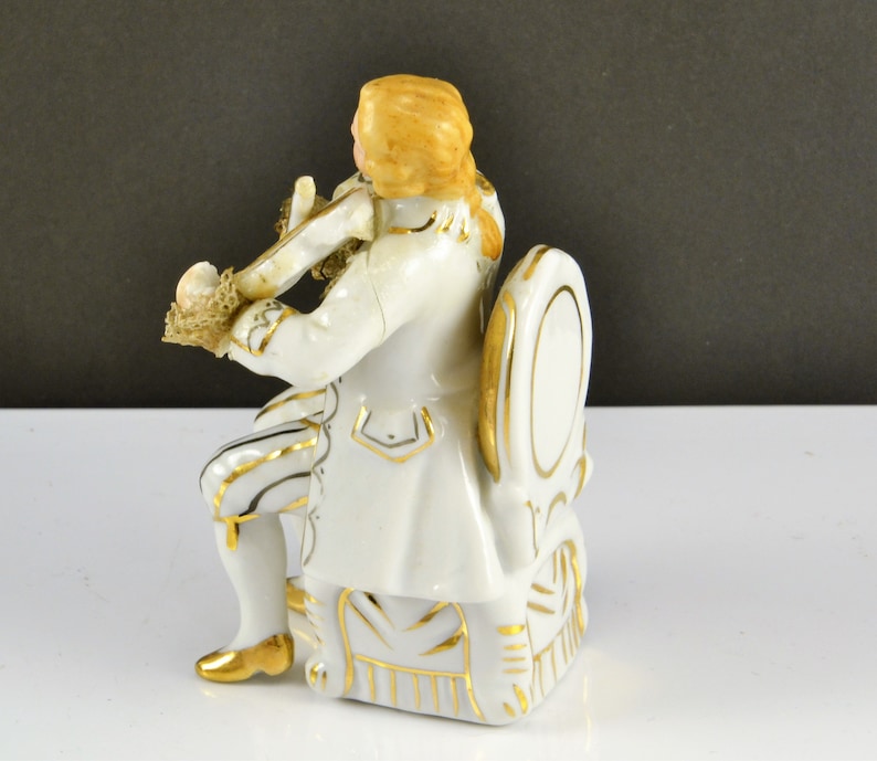 Dresden Lace Figurine Violin Player Seated Gold Trim Occupied - Etsy