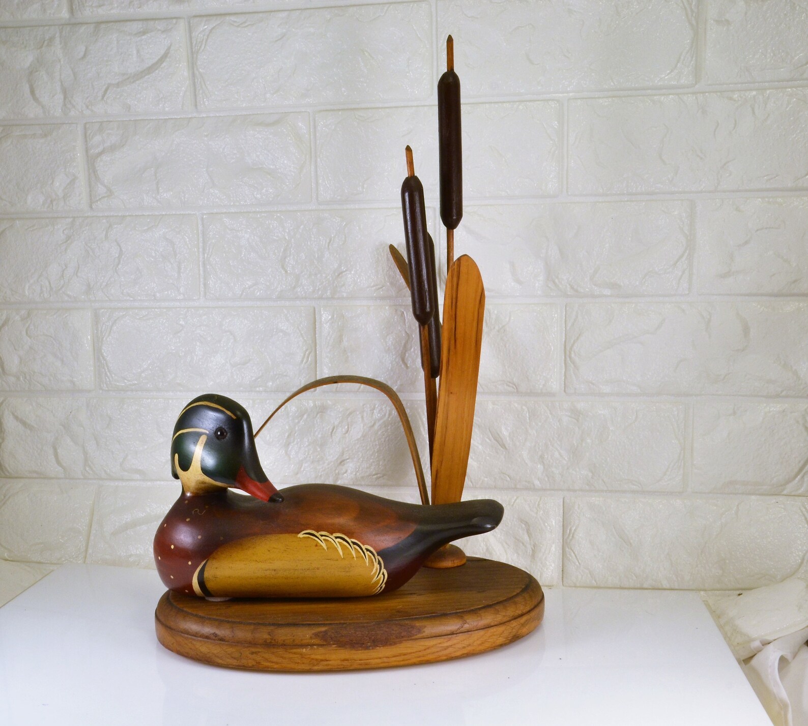 Duck Decoy Carved Wood Cattail Sculpture Artist Michael Wilson - Etsy