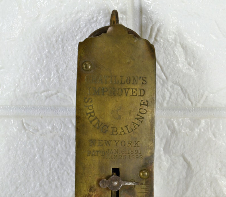 Chatillon Hanging Scale Antique Spring Balance Brass Front 25 Pound ...