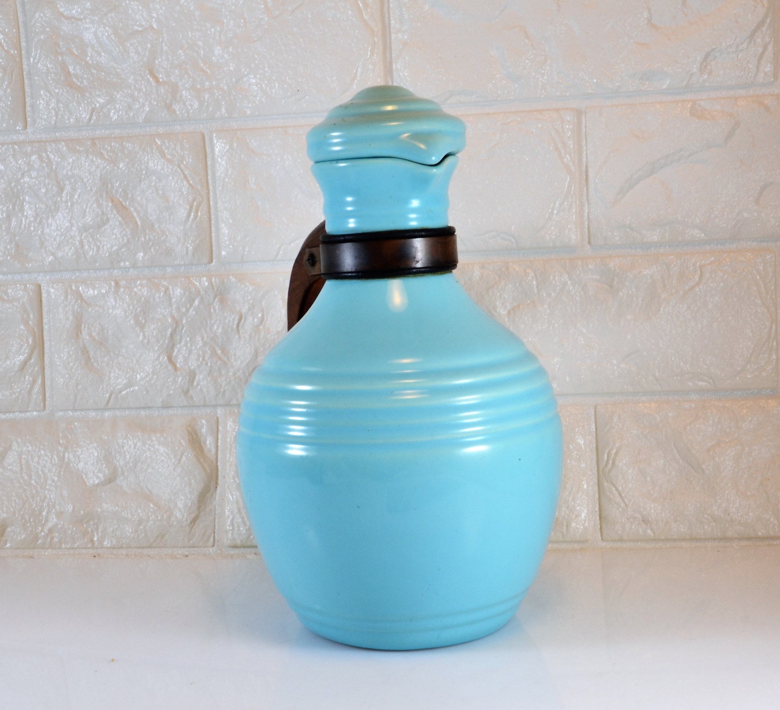 Pacific Pottery Carafe Pitcher W/ Lid 438 Aqua Turquoise Color ...