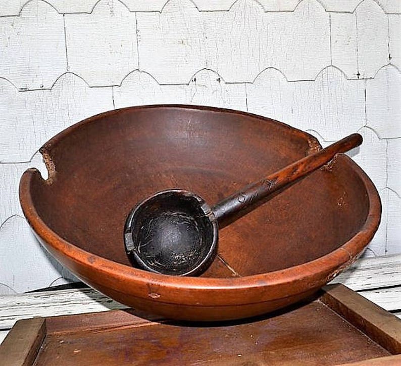 Treenware Bowl Burl Wood Ladle Early 19th Century American | Etsy