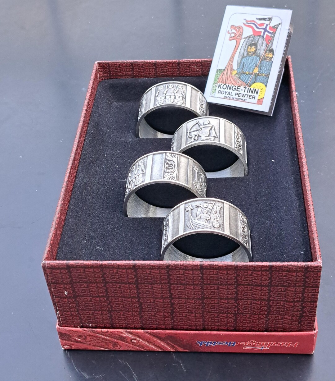 Pewter Napkin Rings Konge Tin Norway Viking Theme MCM Danish Style - Etsy