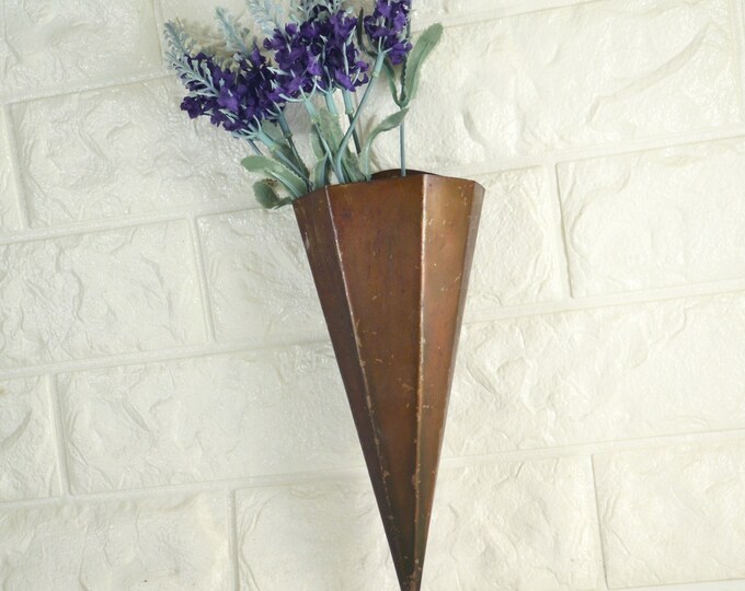 Copper Wall Pocket Art Deco Sconce Design Form Triangular W/ 5 Sides ...