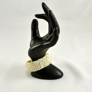 Clamper Bracelet - White Wedding Cake Celluloid - 1950's Vintage ...