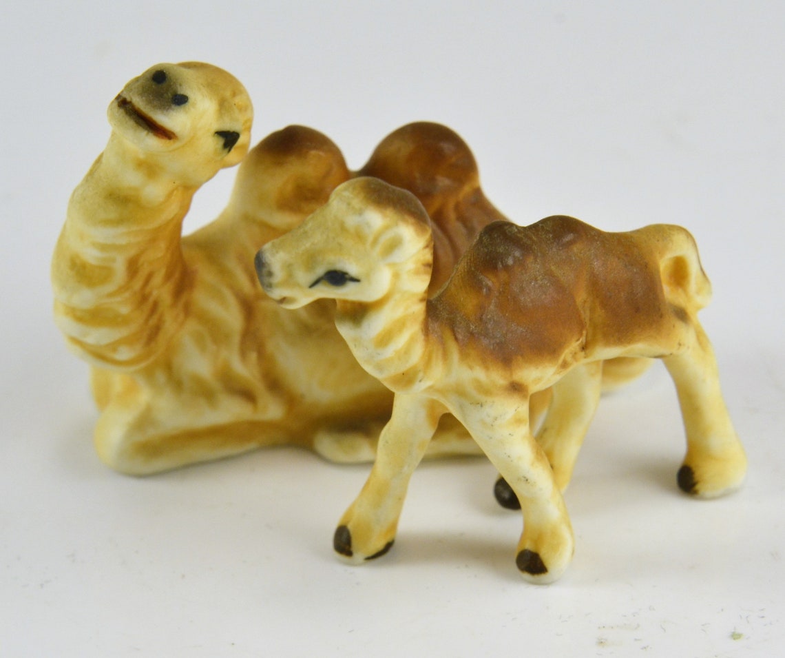 Camel Figurines Porcelain 2 Hump Bactrian Camels Baby & - Etsy