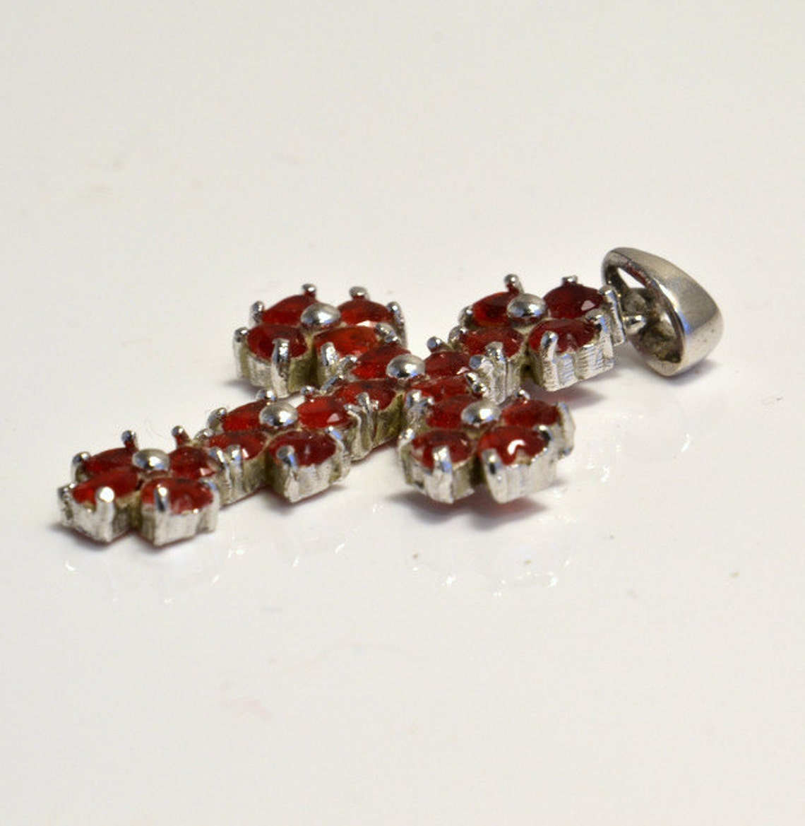 Red Rhinestone Cross Pendant Ruby Red Crystal Pommee Cross | Etsy