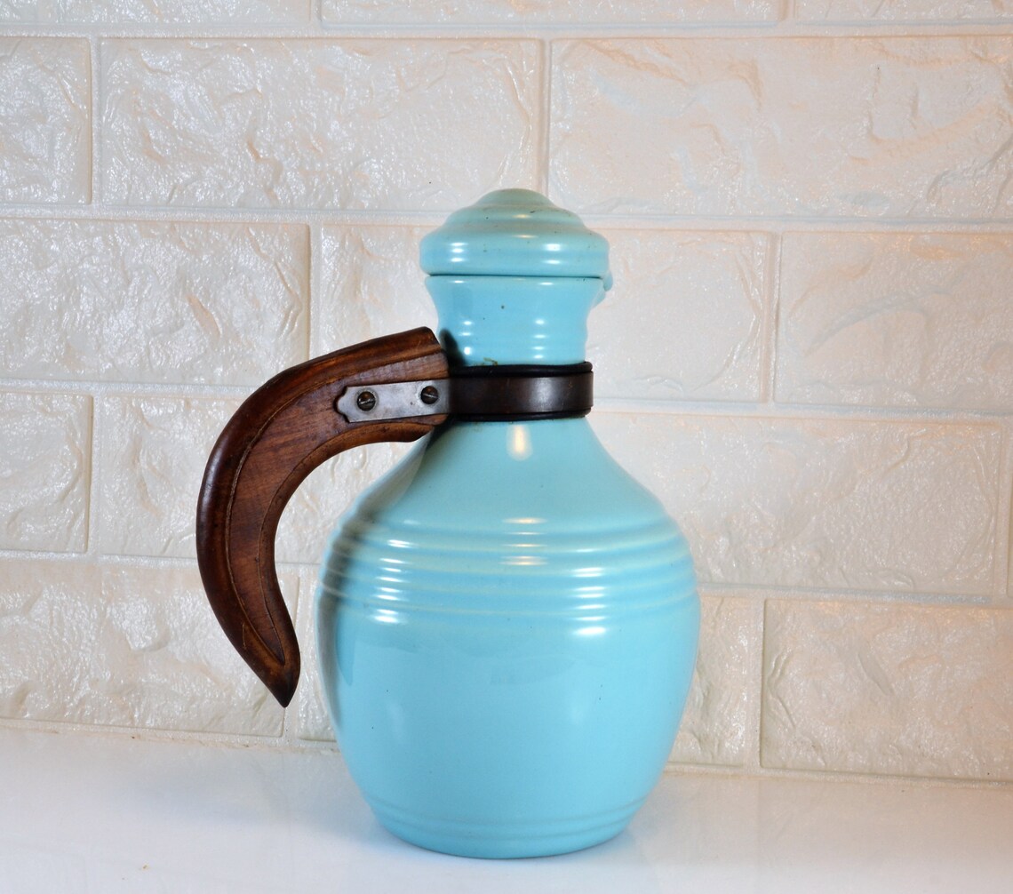 Pacific Pottery Carafe Pitcher W/ Lid 438 Aqua Turquoise Color ...