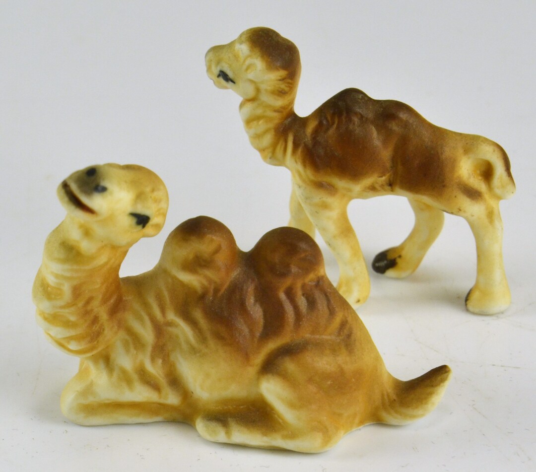Camel Figurines - Porcelain 2 Hump Bactrian Camels - Baby & Resting ...