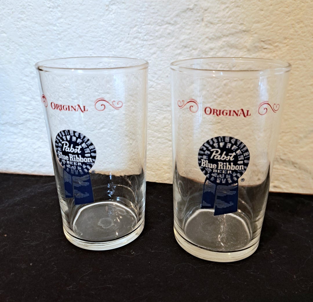 2 Pabst Blue Ribbon Tavern Chaser Bar Glasses 7 Ounce Shortys Vintage ...