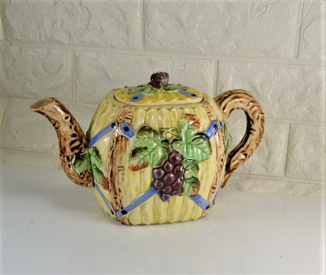 Majolica Teapot Vintage Made in Japan Grape Motif - Etsy