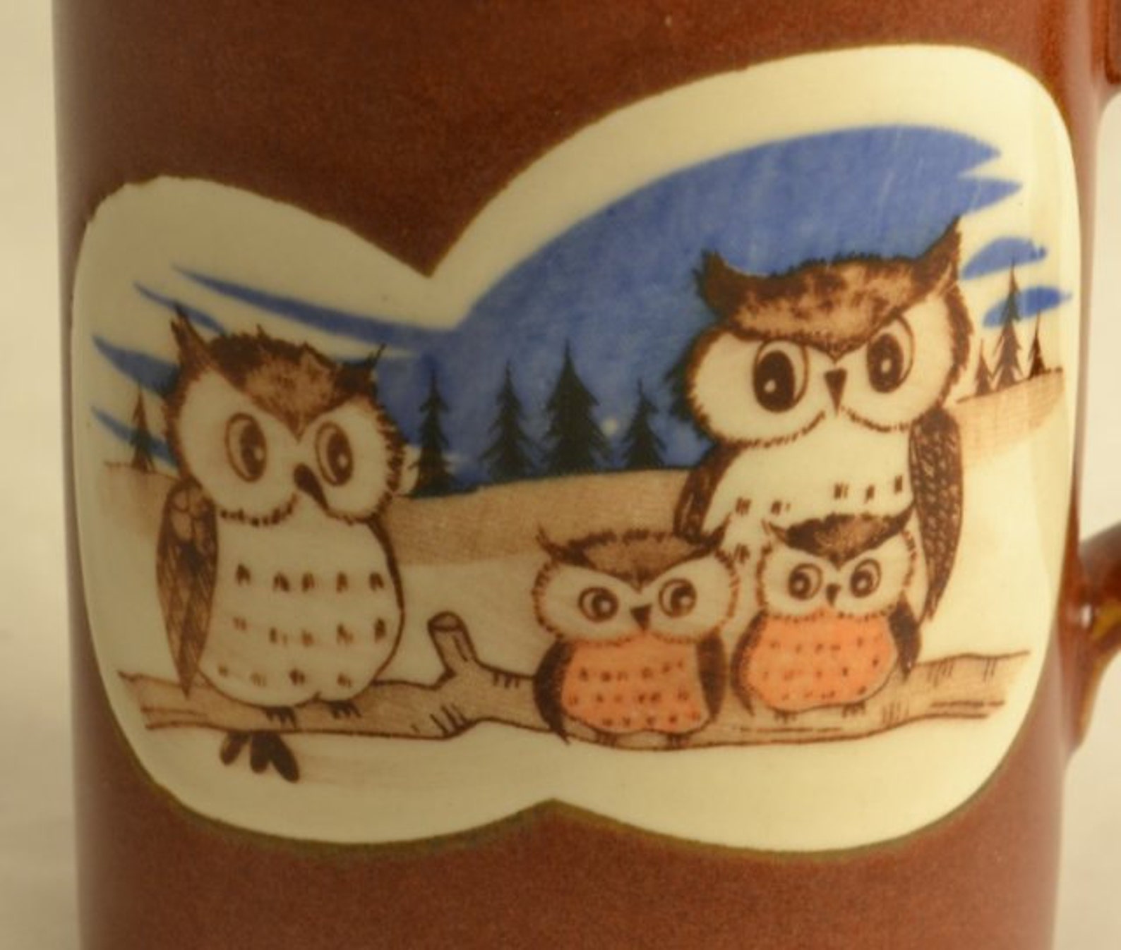 Owl Mug Coffee Cup Mid Century Owl Family Stoneware Pottery - Etsy