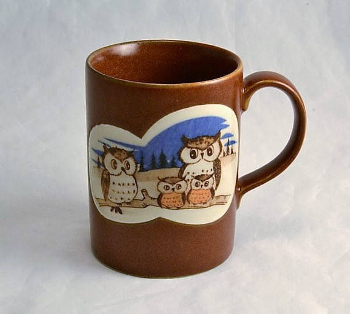 Owl Mug Coffee Cup Mid Century Owl Family Stoneware Pottery - Etsy