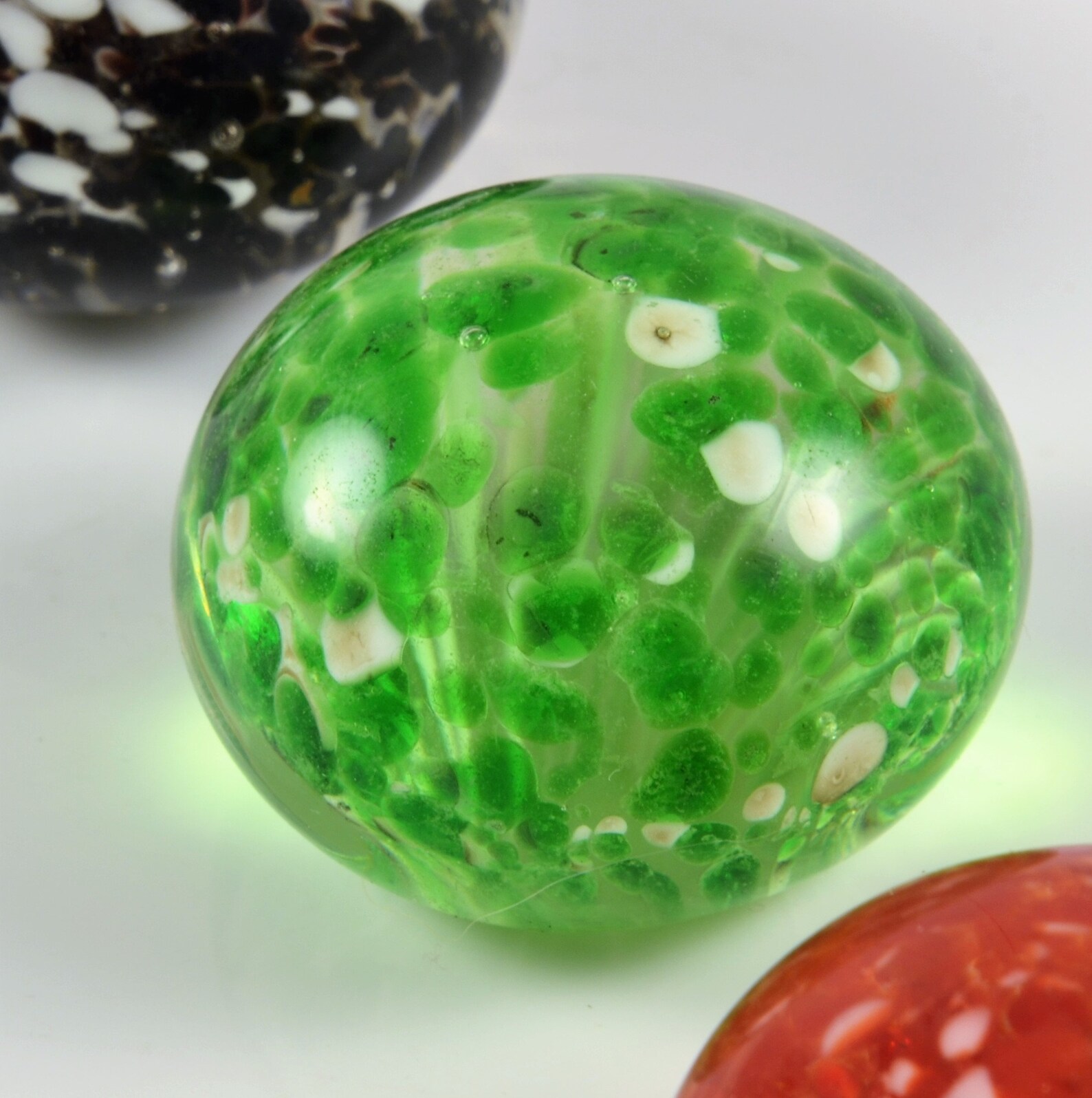 3 Hand Blown Paperweights Art Glass Small Size Black Green Red | Etsy
