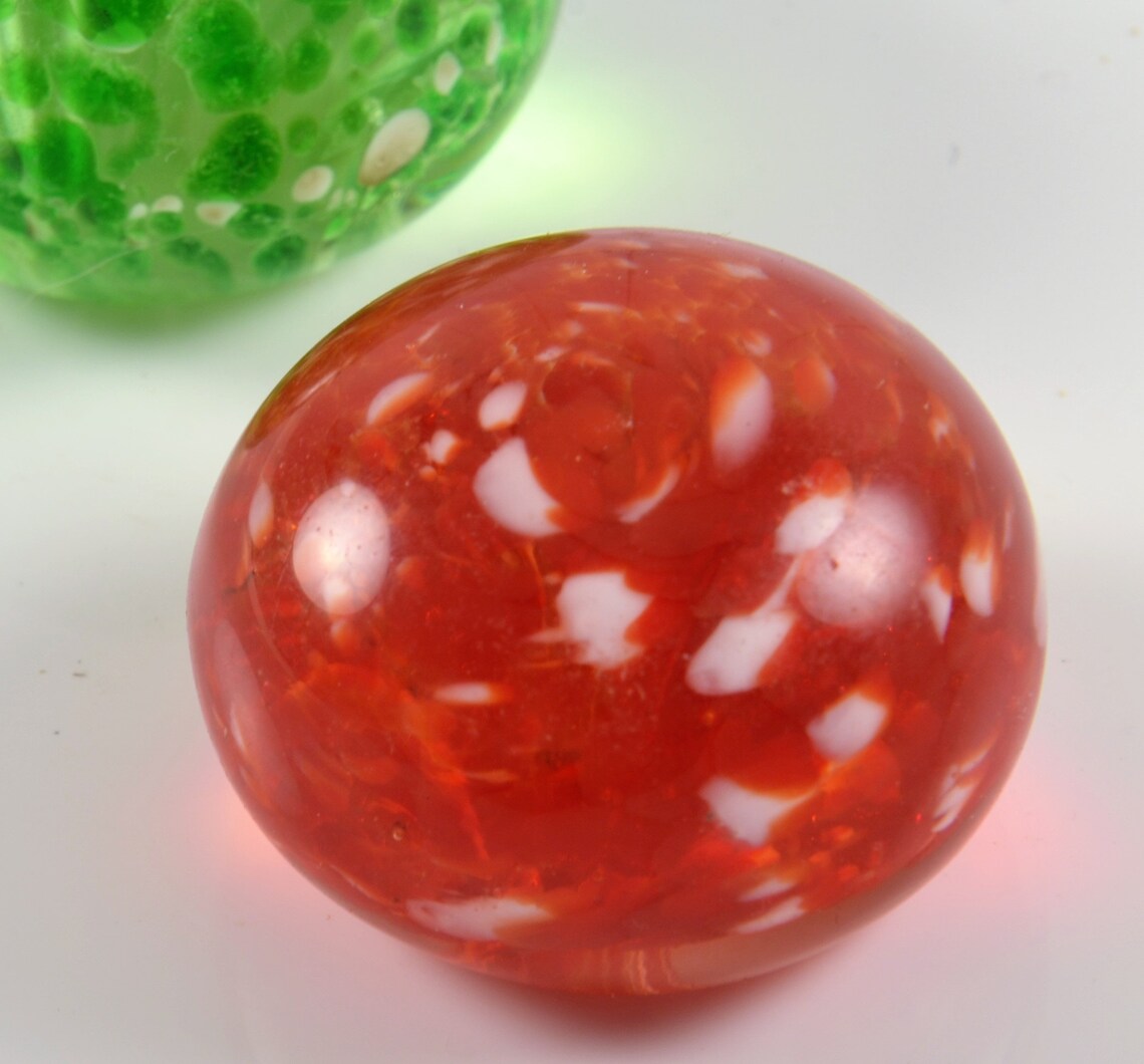 3 Hand Blown Paperweights Art Glass Small Size Black Green Red | Etsy