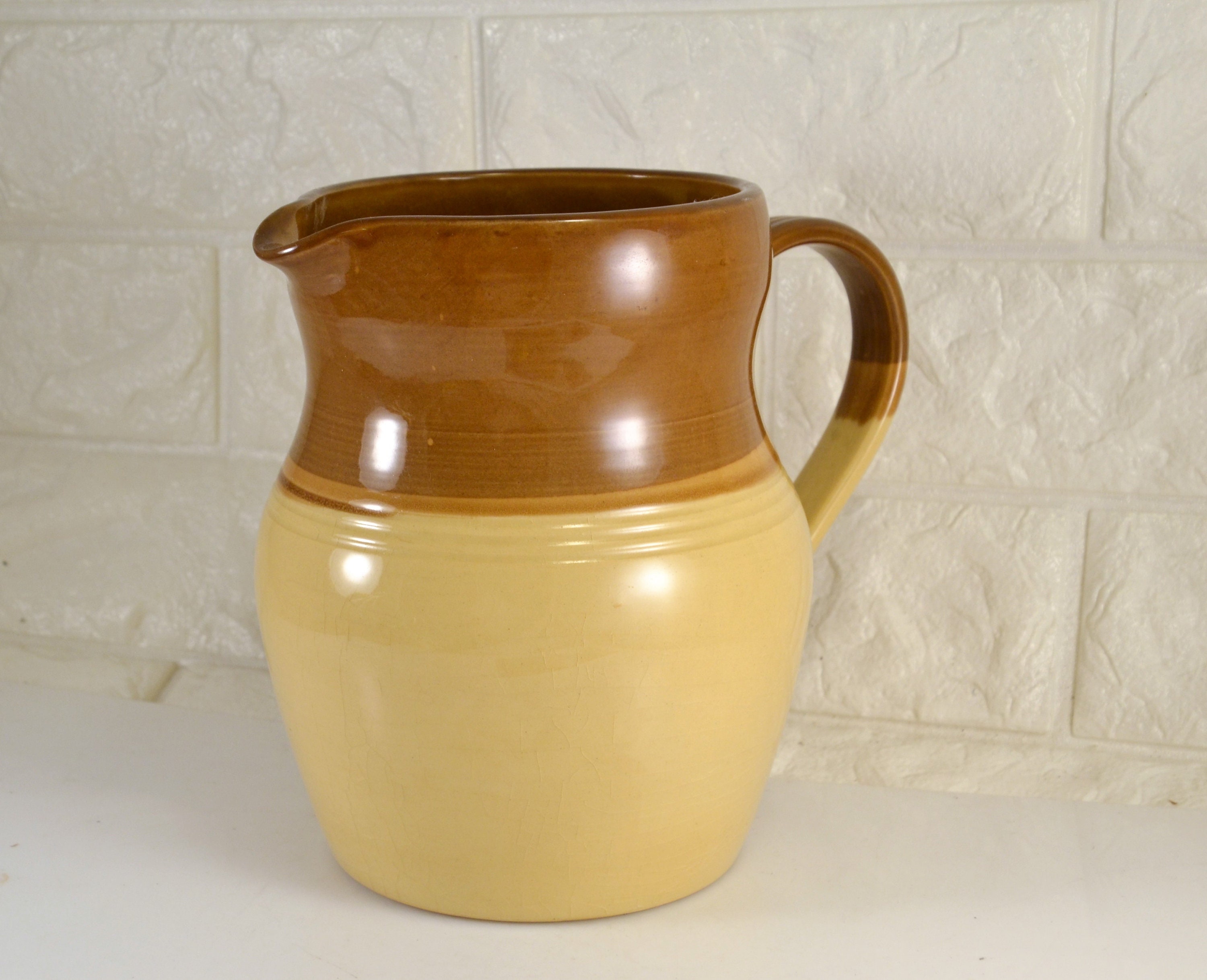 Stoneware Pitcher TG Green England Granville Gold Brown Modern - Etsy