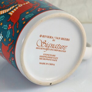 Christmas Mug Stoneware Riviera Van Beers Signature Red Reindeer in ...