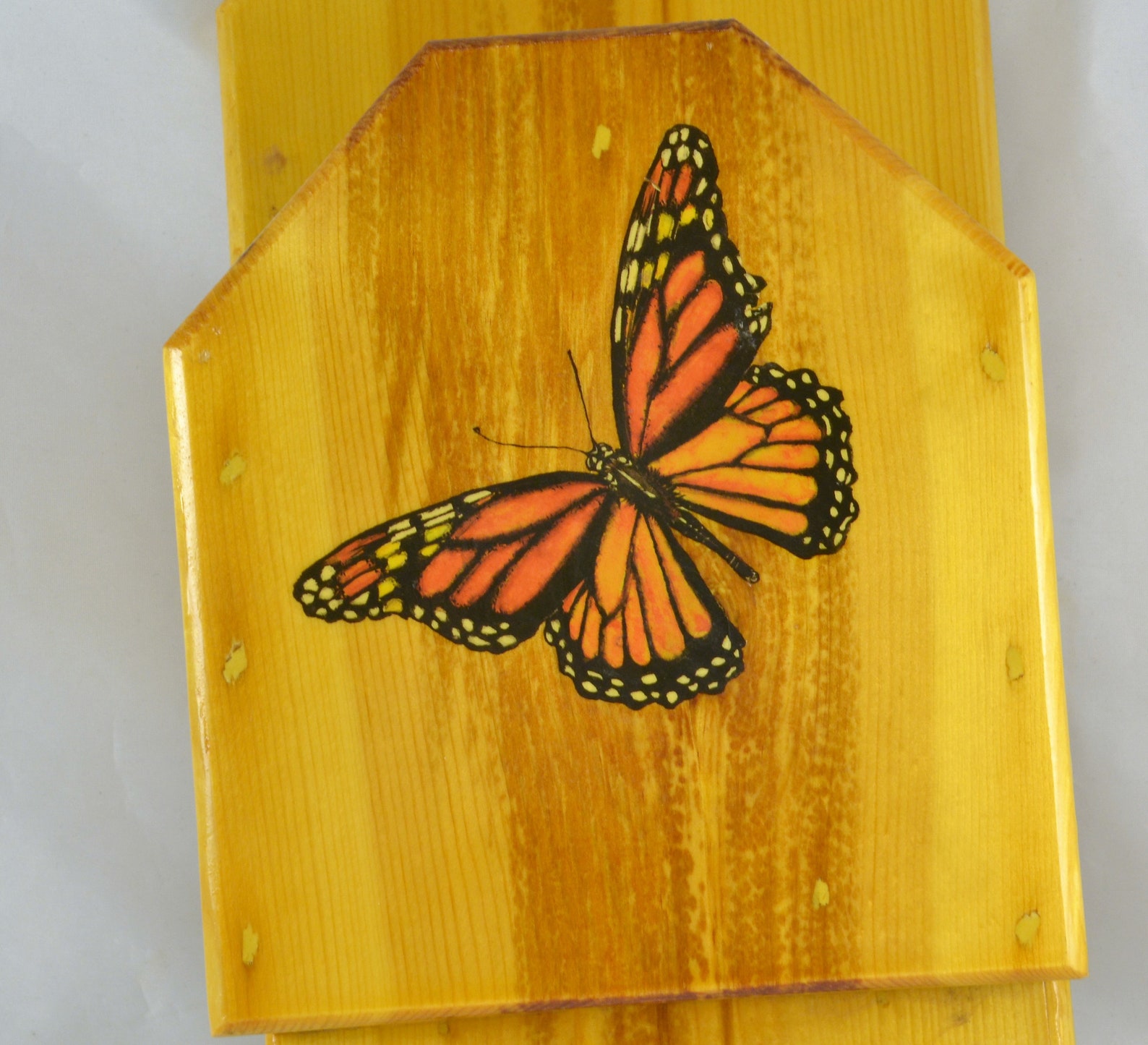 Pine Mail Organizer - Monarch Butterfly - Wall Mount Letter Holder - 3 ...