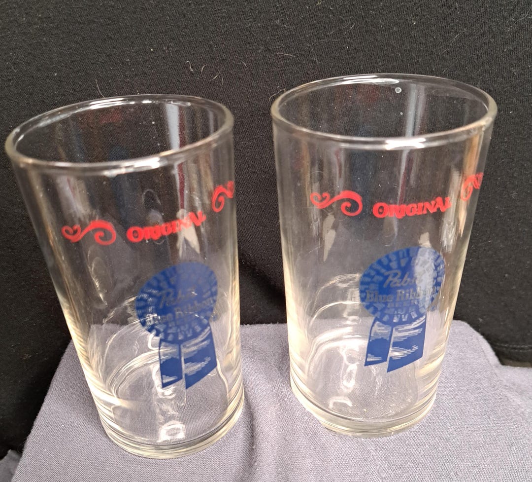 2 Pabst Blue Ribbon Tavern Chaser Bar Glasses 7 Ounce Shortys Vintage ...