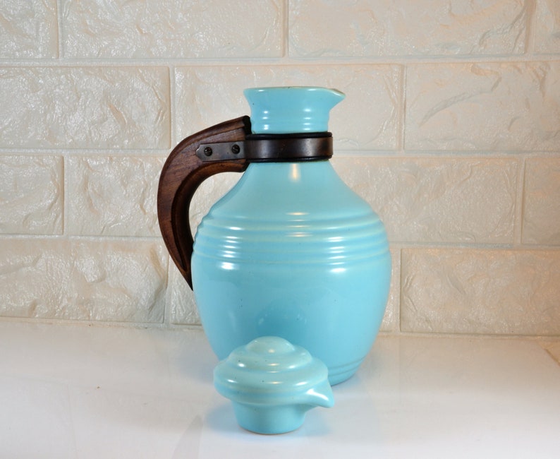 Pacific Pottery Carafe Pitcher W/ Lid 438 Aqua Turquoise Color ...