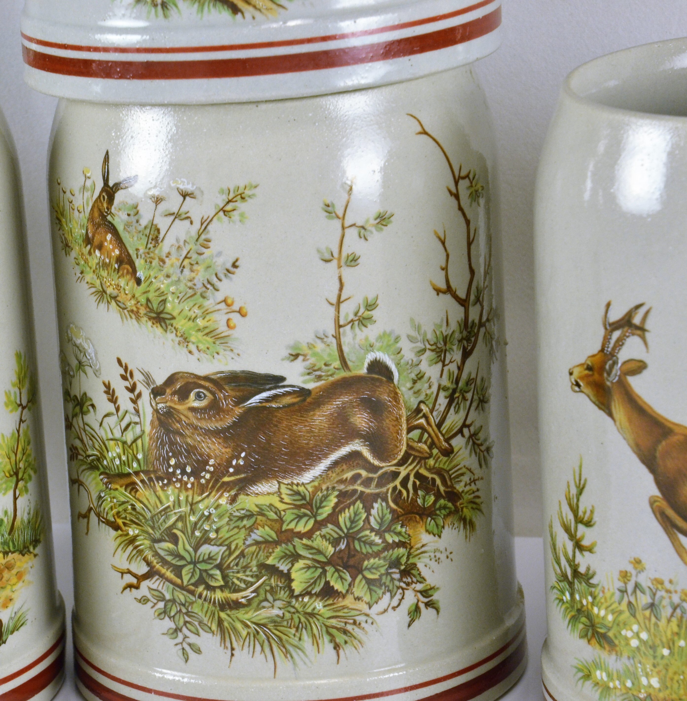 German Stoneware Beer Mugs Tankards or Steins -set of 4 Wildlife ...