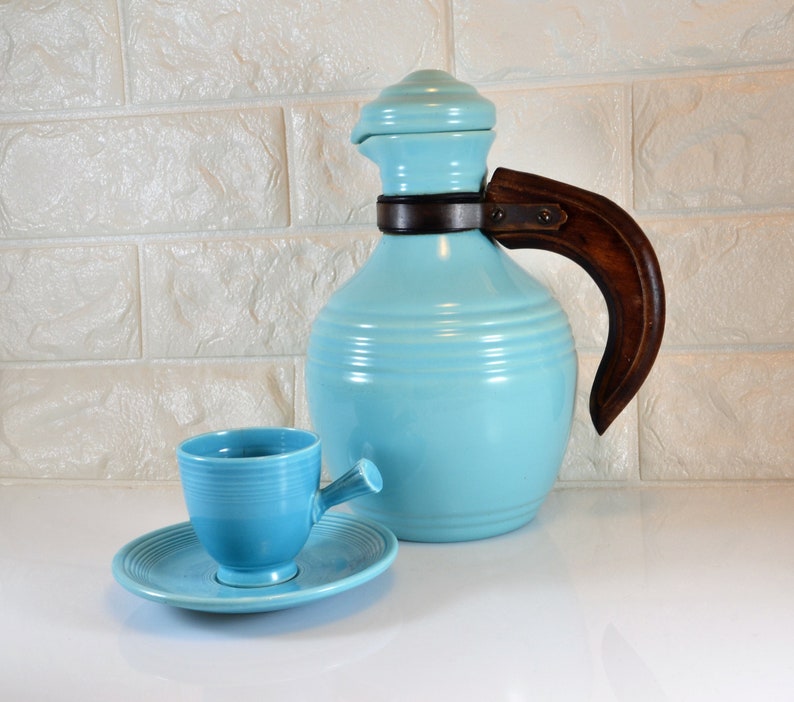 Pacific Pottery Carafe Pitcher W/ Lid 438 Aqua Turquoise Color ...