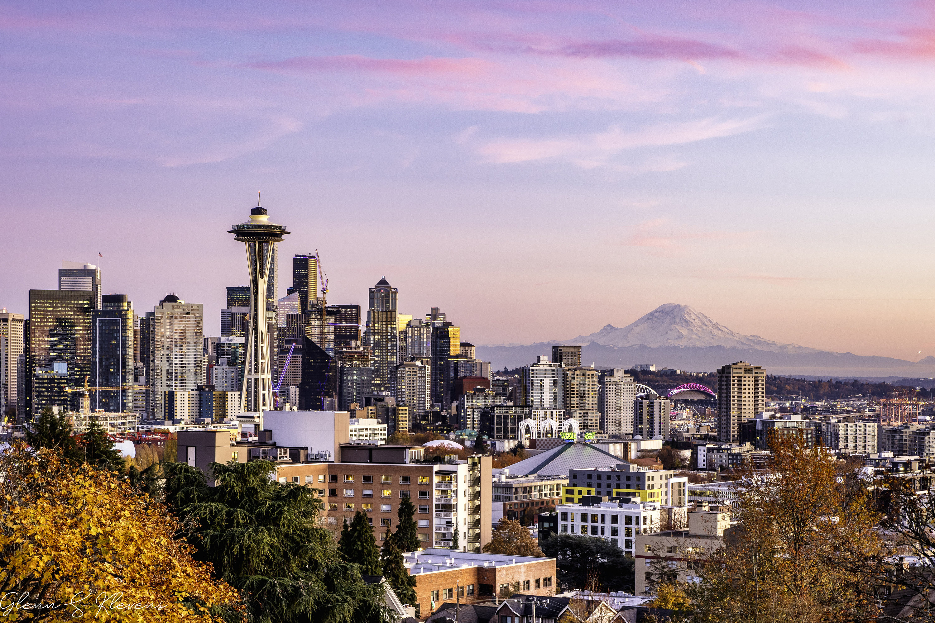 Iconic Downtown Seattle Photography Sunset Space Needle Mount Rainier ...