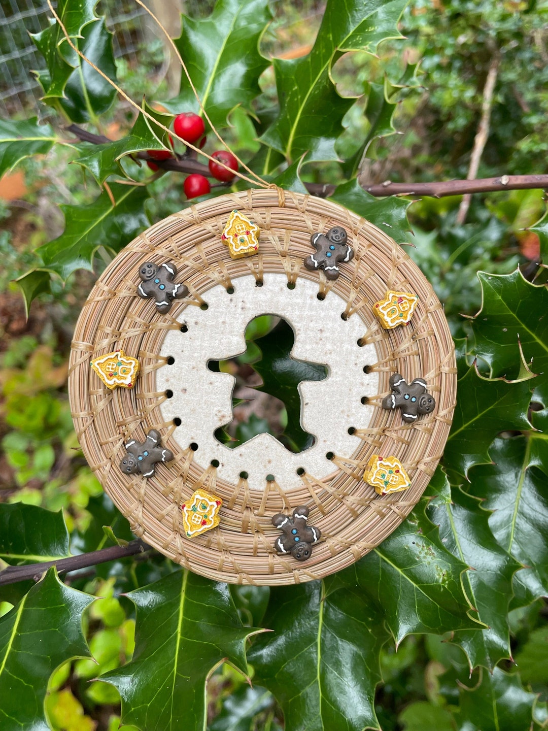 Cute Hand-stitched and Coiled Pine Needle Christmas Ornament - Etsy
