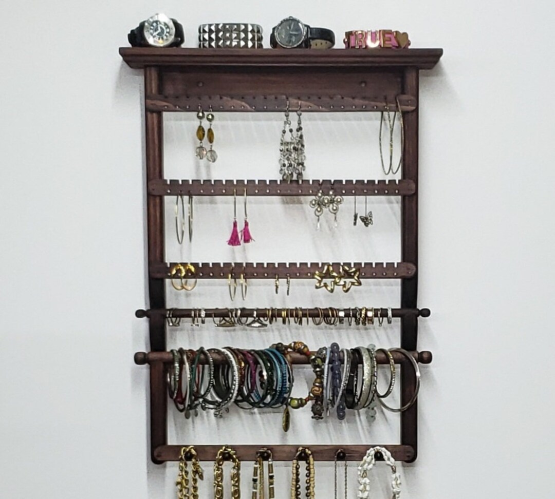 Necklace Rack, Jewelry Organizer Wall, Wall Jewelry Holder, Earring ...