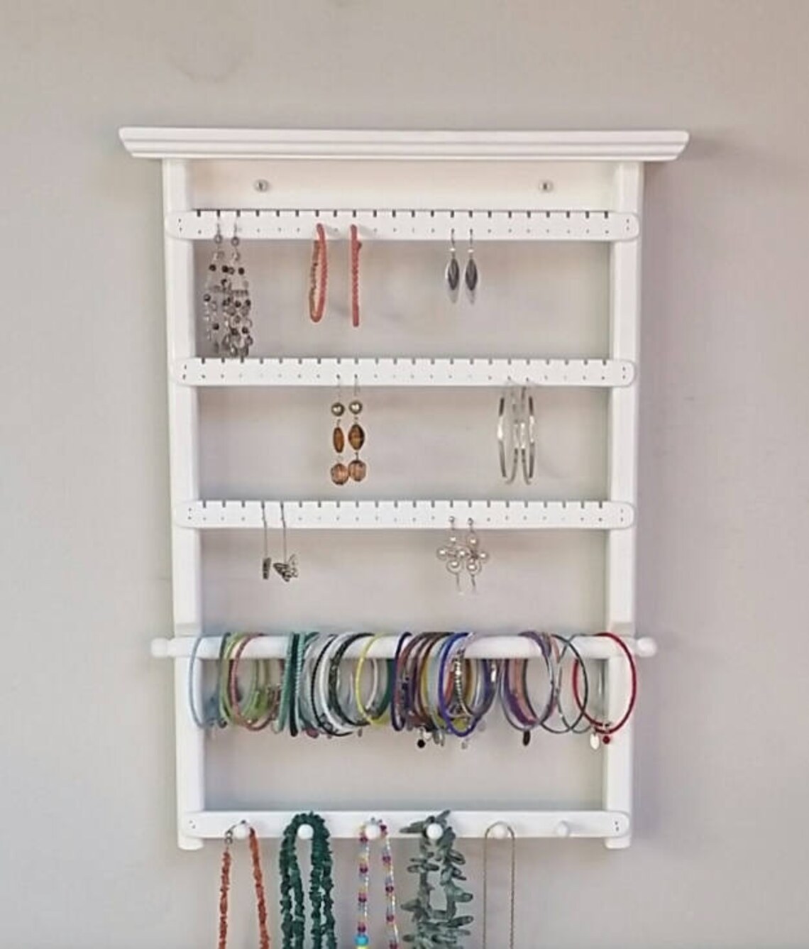 White Jewelry Organizer Wall Mount Jewelry Organizer Earring - Etsy