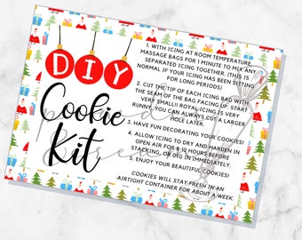 Printable DIY Gingerbread Cookie Kit Instruction Card 3.5 X 5 Printable ...