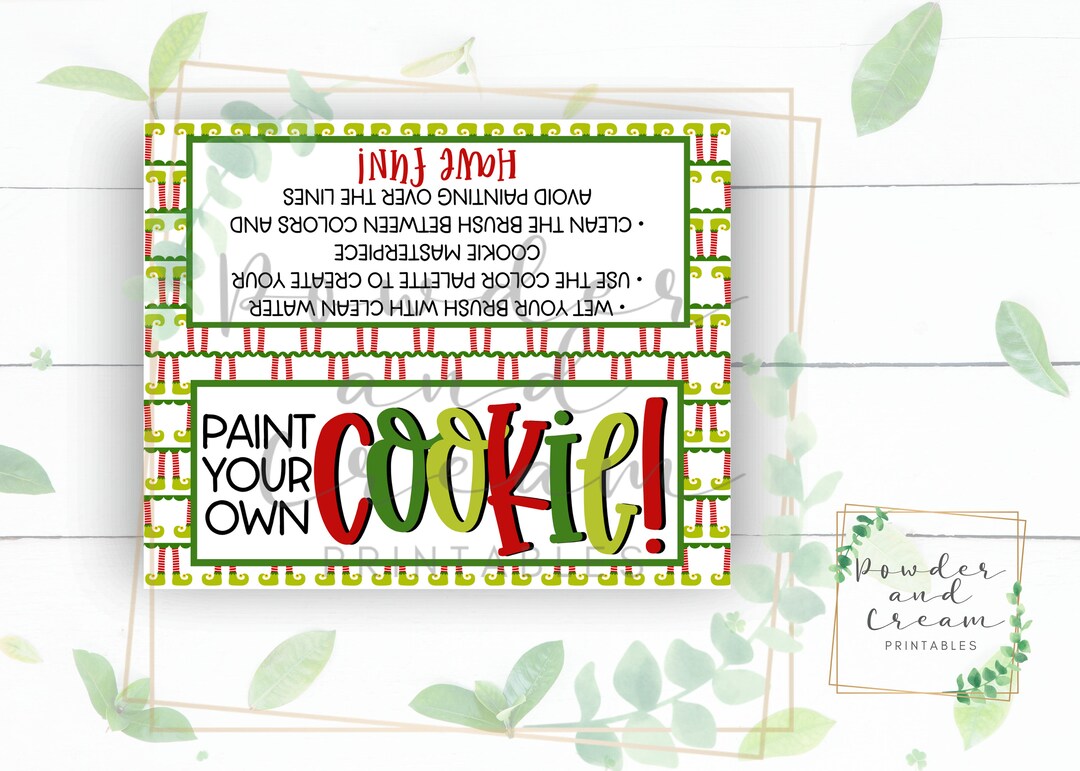 Printable 5 X 4 XMAS Christmas Elf PYO Large Paint Your Own Cookie Tag ...