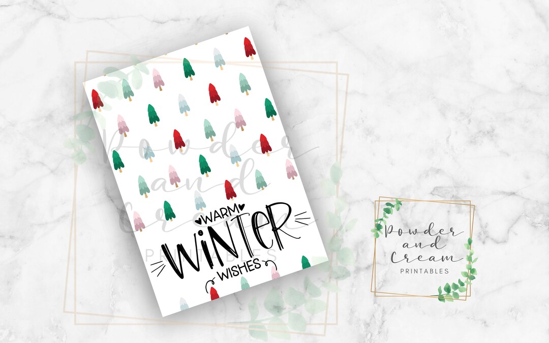 Printable Mini Cookie Card - 3.5" X 5" Merry Christmas - Xmas Warm ...