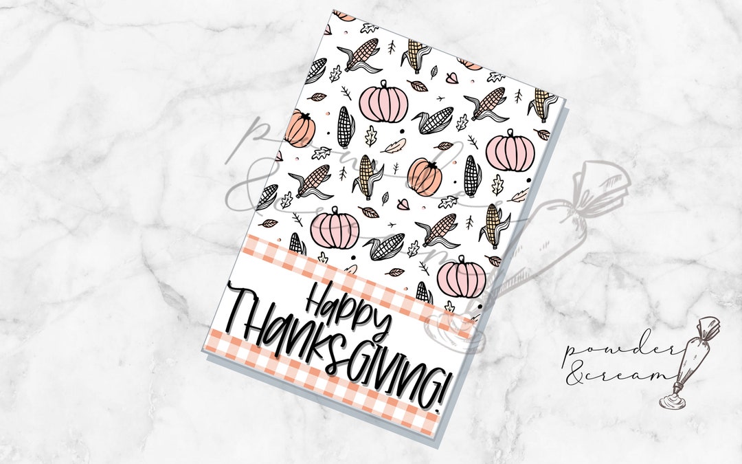 Printable Cookie Card Happy Thanksgiving- 3.5"x 5" Mini Cookie Card ...