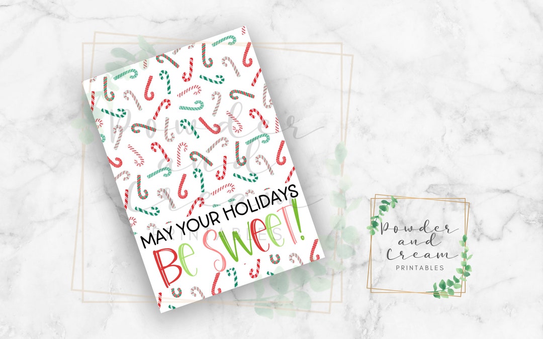 Printable Mini Cookie Card 3.5 X 5 Merry Christmas Candy Cane Be Sweet ...