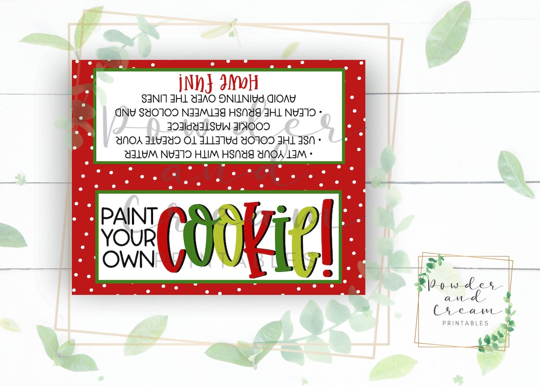 Printable 5 X 4 XMAS Christmas PYO Large Paint Your Own Cookie Tag ...