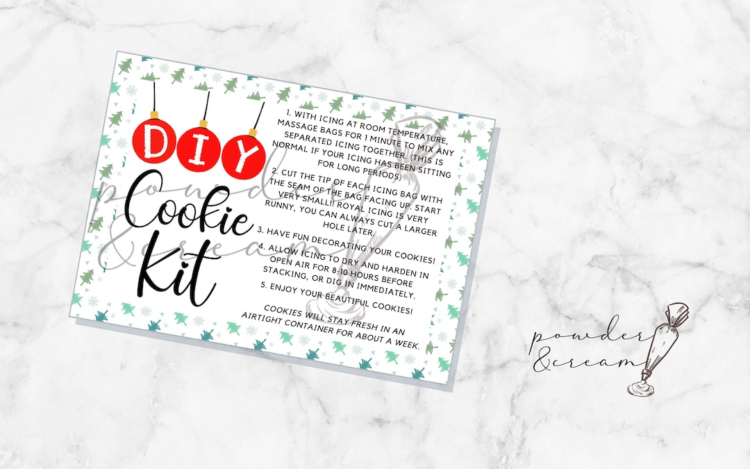 Printable DIY Cookie Kit Instruction Card 3.5 X 5 Printable Cookie Tag ...