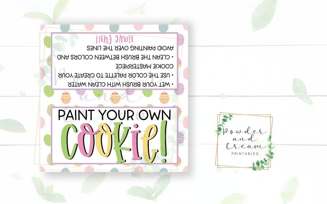 Printable 4" X 4" Easter Spring PYO Paint Your Own Cookie Tag With ...