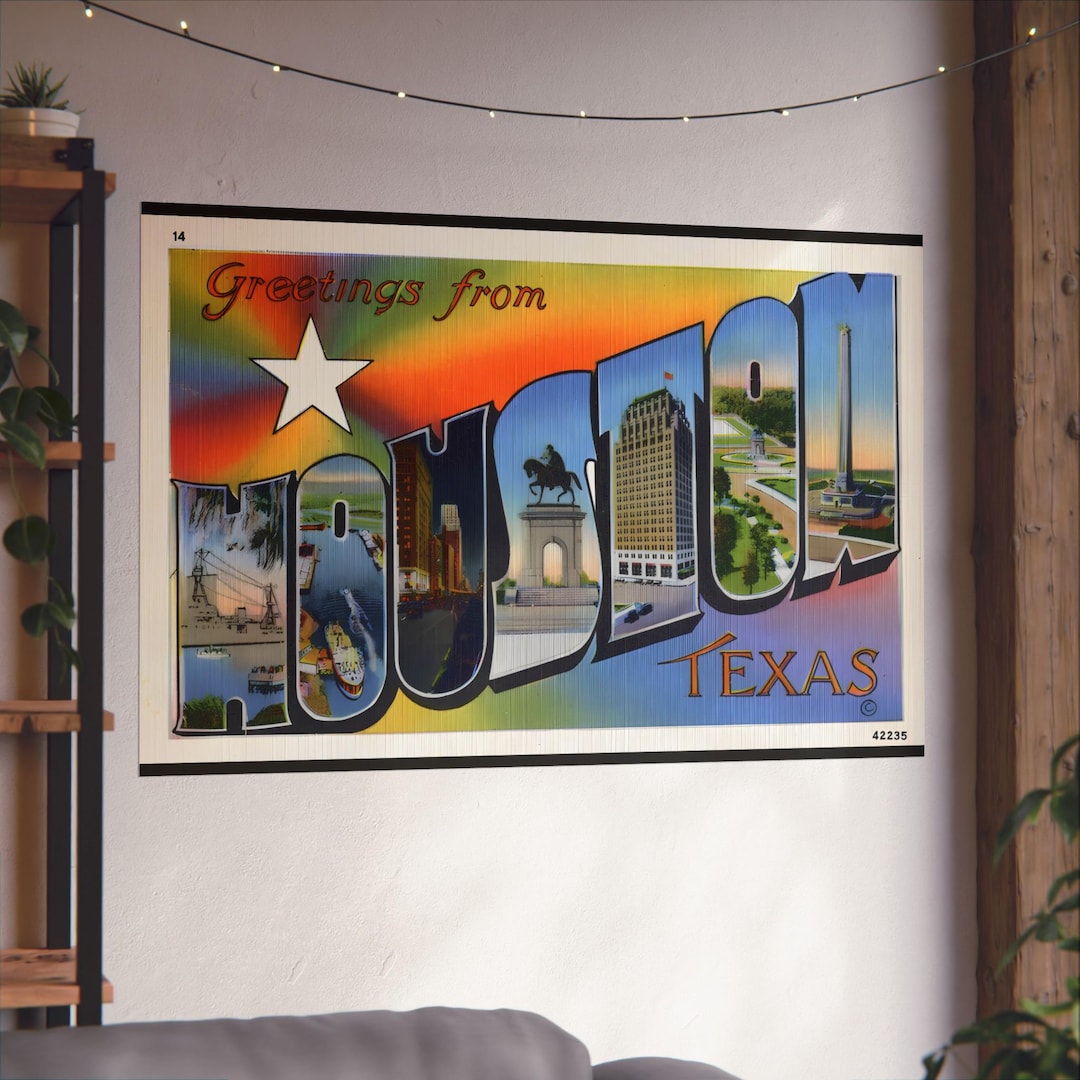 Vintage Houston: A Lone Star City Postcard Panorama - Fine Art Poster ...